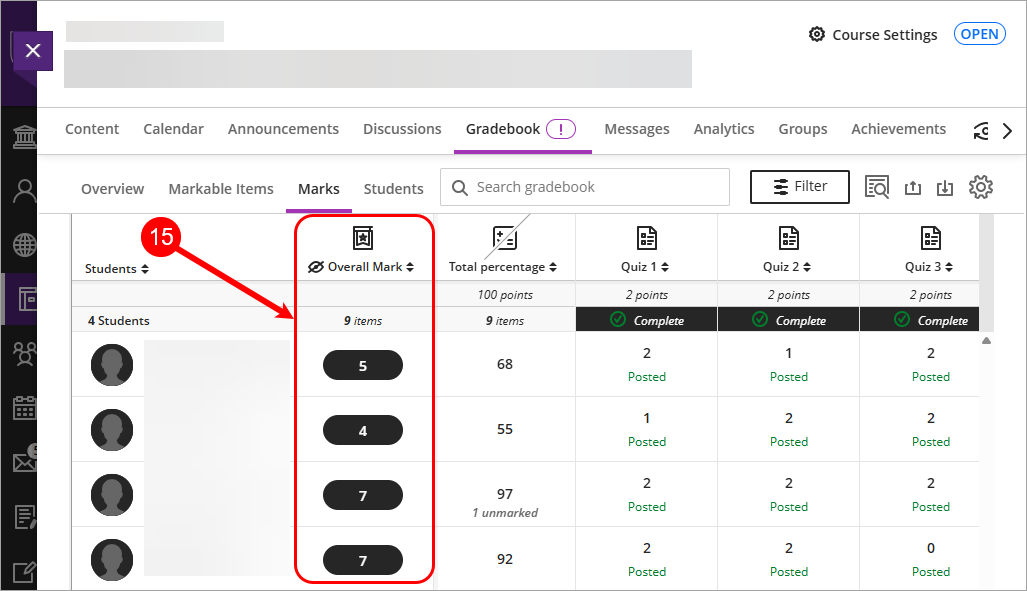 Overall Mark (Ultra) - eLearning - University of Queensland